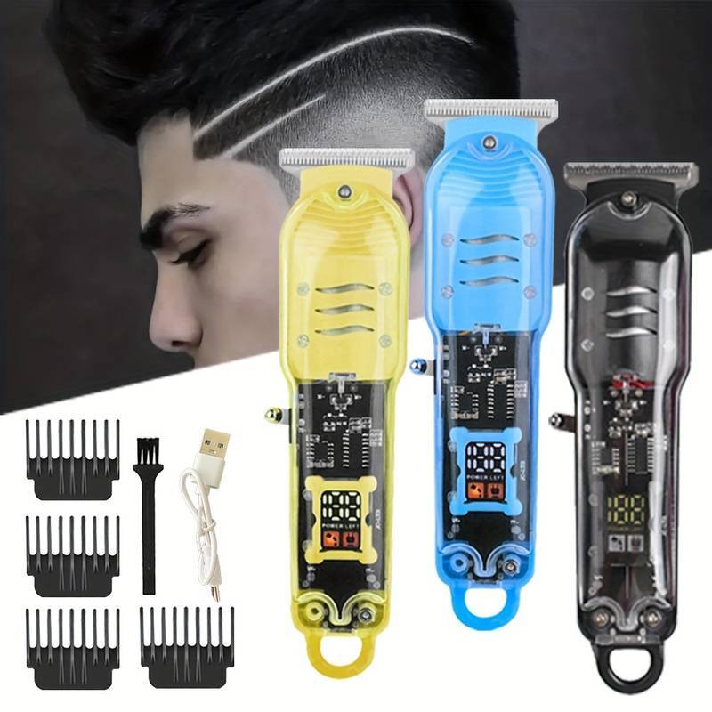 Men's Hair Clipper Haircut Set T-shaped Hair Clipper Cordless Hair ...