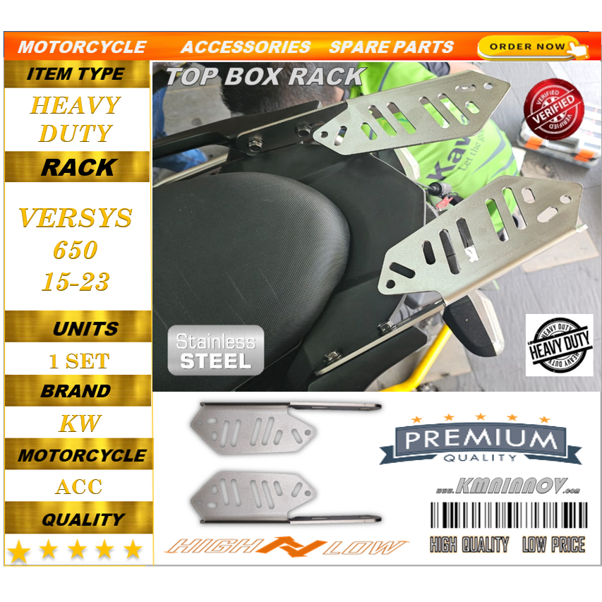 KAWASAKI VERSYS 650 2015 - 2023 TOP BOX RACK STAINLESS STEEL MONORACK ...