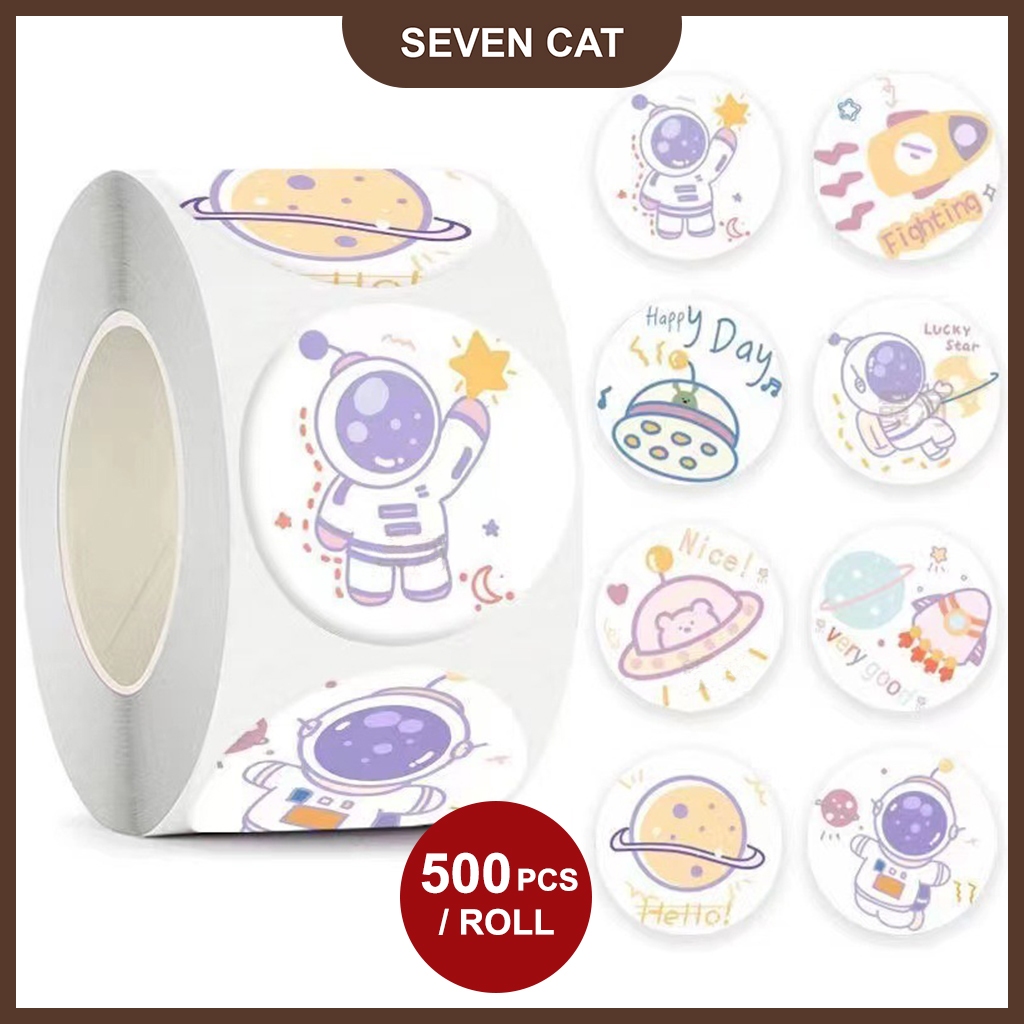 500pcs Round Cute Cartoon Sticker with 8 designs / Parcel Labels ...