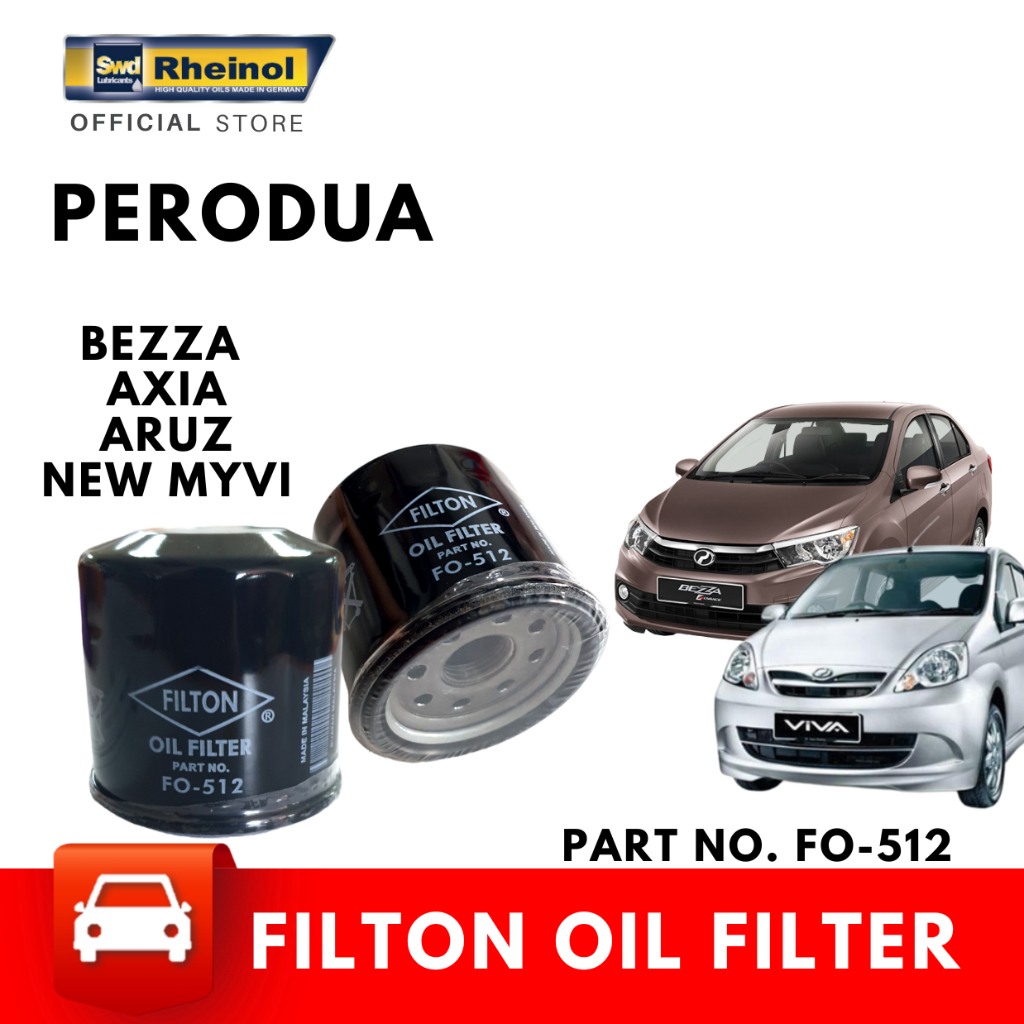 Filton Oil Filter For Perodua For Axia/Bezza/Aruz/New Myvi [FO-512 ...