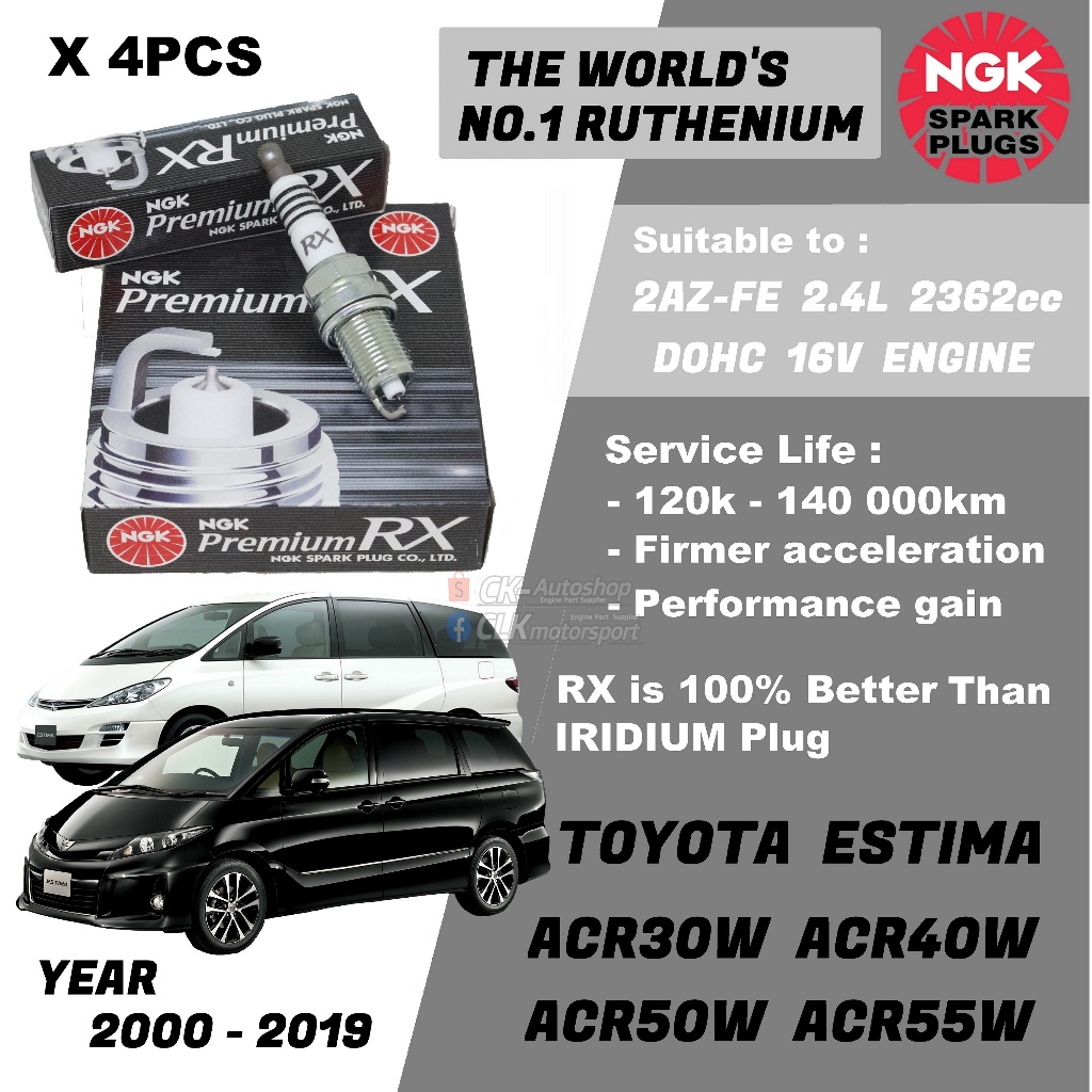 NGK Premium RX Spark Plug - Toyota Estima ACR30 ACR40 ACR50 ACR55 2.4L ...