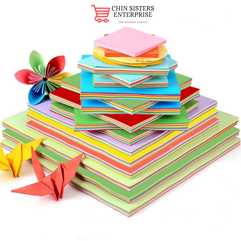 Origami Craft Color Paper Square Craft Folded Papercraft Kertas Warna ...