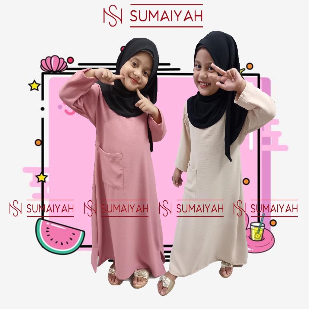SUMAIYAH New Jubah Budak Pocket Ironless Cey Crepe Kanak-kanak ...