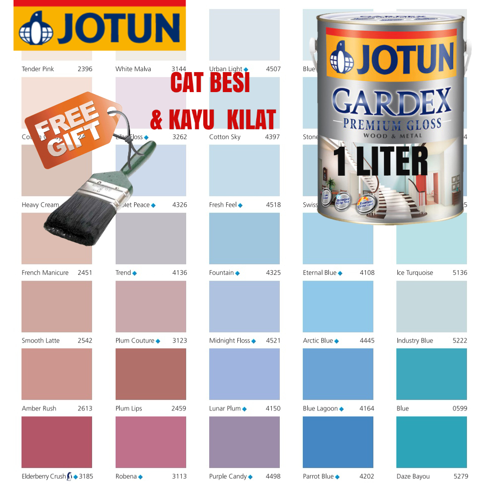 JOTUN 1 LITER GARDEX GLOSS FINISH WOOD METAL DOOR GATE PAINT / CAT MINYAK KILAT PINTU PAGAR ...