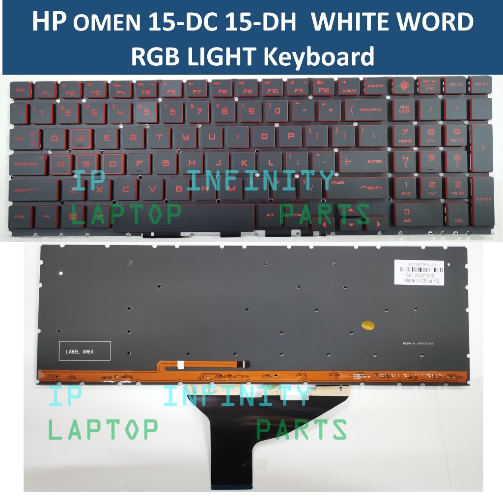 HP OMEN 15-DC 15-DH TPN-Q211 TPN-C144 TPN-C143 Red White Word RGB Light ...