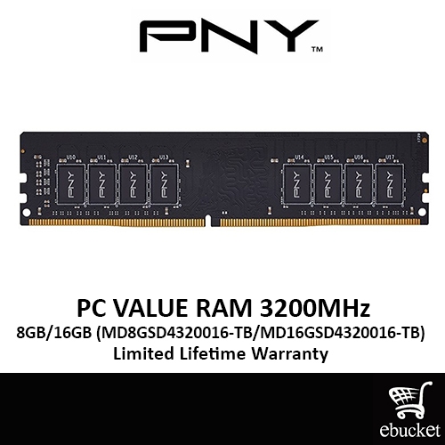 PNY Performance 8GB/16GB DDR4 3200MHz VALUE PC RAM 1.35V (MD8GSD4320016 ...