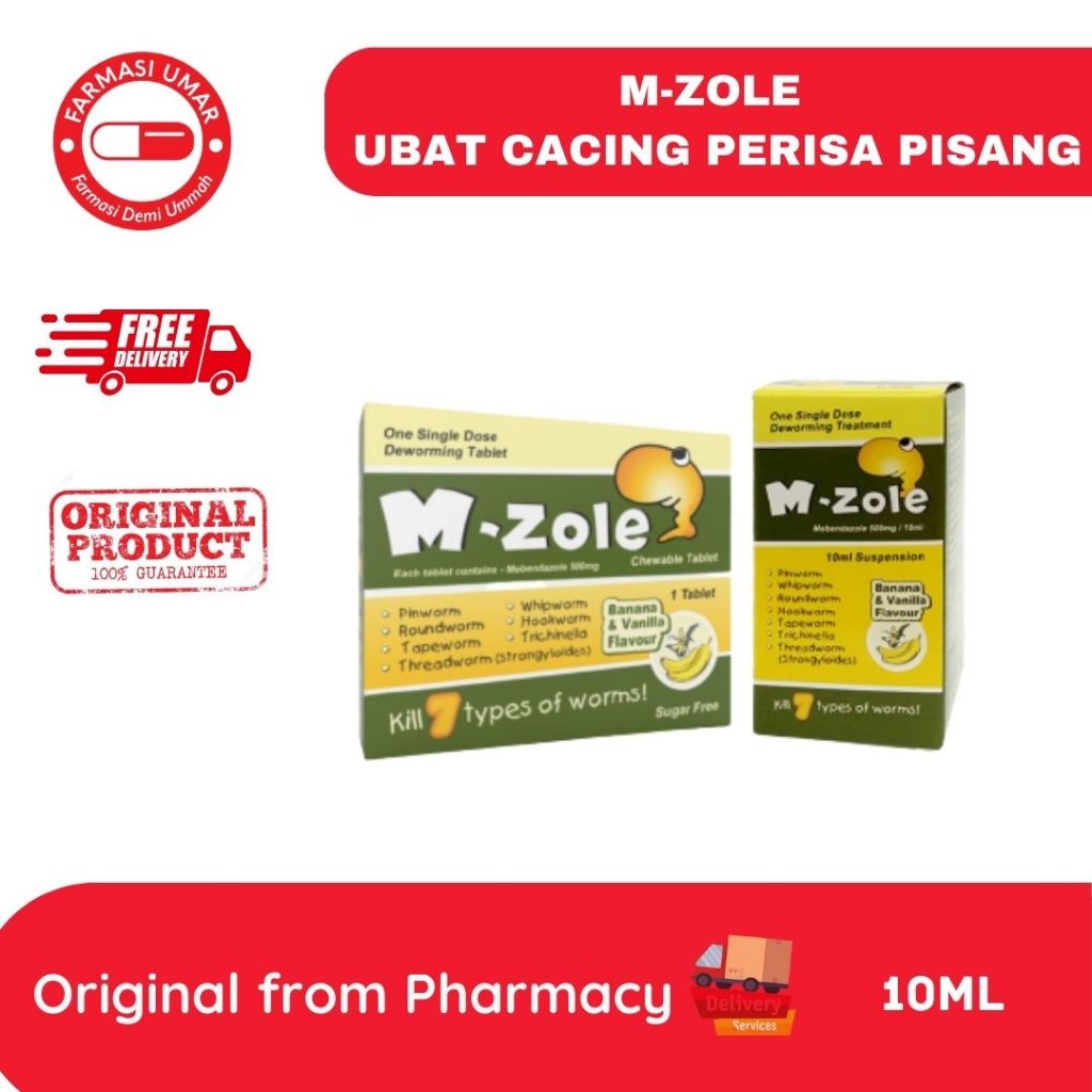 M-Zole Deworming (Banana Flavour) for Deworming / Ubat Cacing Tablet (1 ...