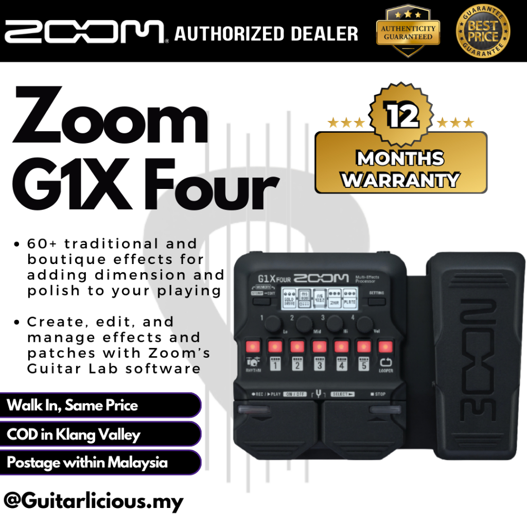 ZOOM G1X Four Multi-Effects Guitar Pedal Processor with Expression ...