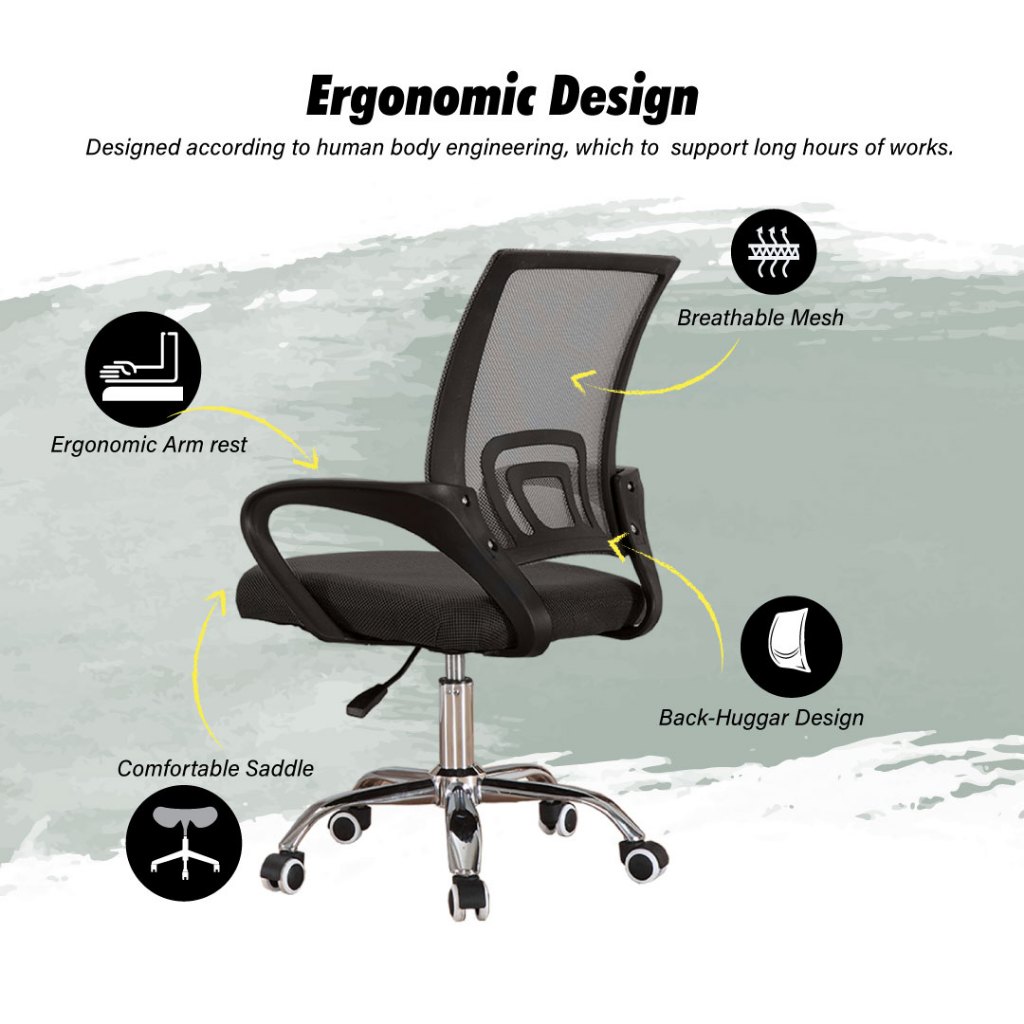 ⚡️LIKE BUG⚡️Ready Stock⚡️Ergonomic Adjustable Office Chair/ Kerusi ...