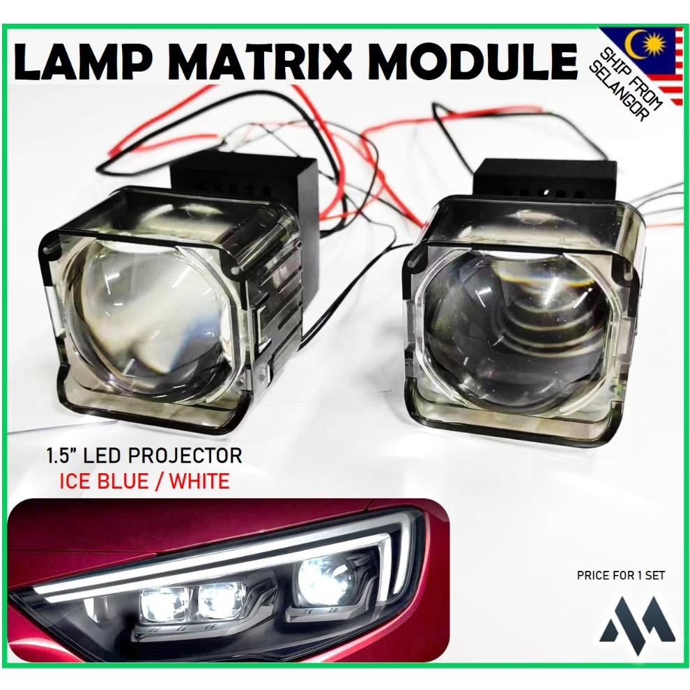 1.5 inch 12V Matrix LED Low High Beam Projector Lens Matrix Square Mini ...