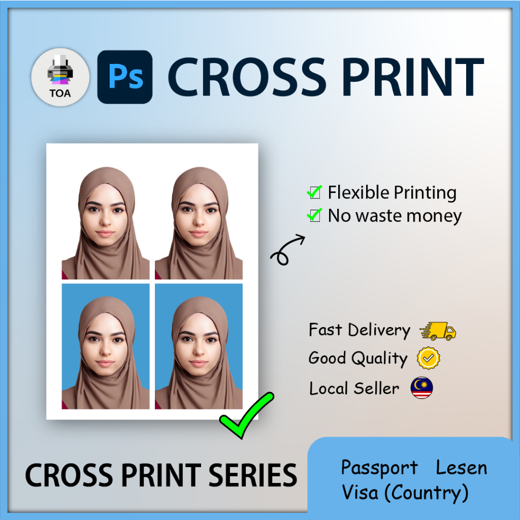 𝐓𝐎𝐀 𝐒𝐓𝐔𝐃𝐈𝐎 Passport Photo Cross Print (Cetak Gambar Passport) | Shopee ...