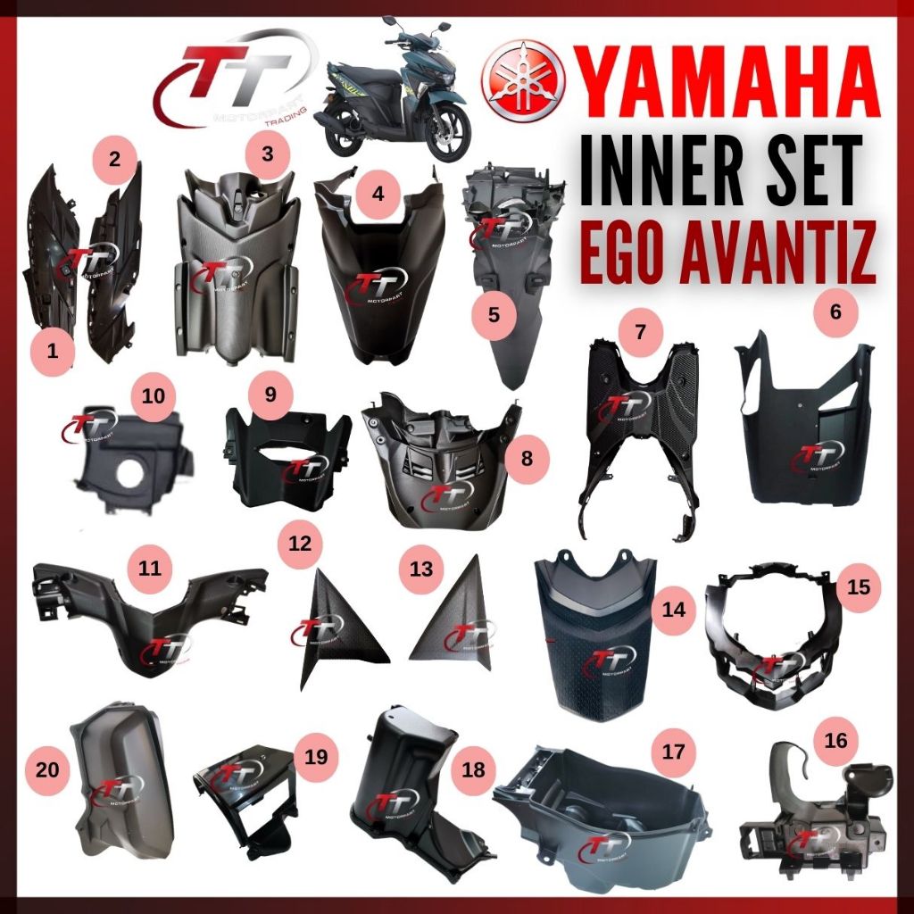 EGO AVANTIZ AVANTIS Inner Full Set Part Hitam Coverset Black Side Head ...