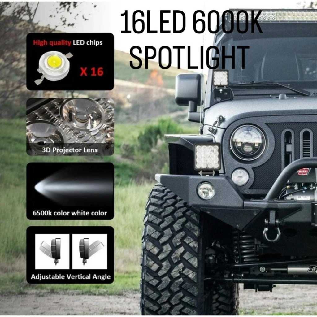 Universal Super Bright 6500K 16 LED Car Off Road Work Light Spotlight ...