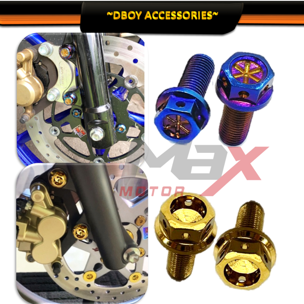 SCREW SKRU TITANIUM/GOLD CALIPER M10 x 25mm LC135 Y15ZR Y15 Y125Z Y125 ...