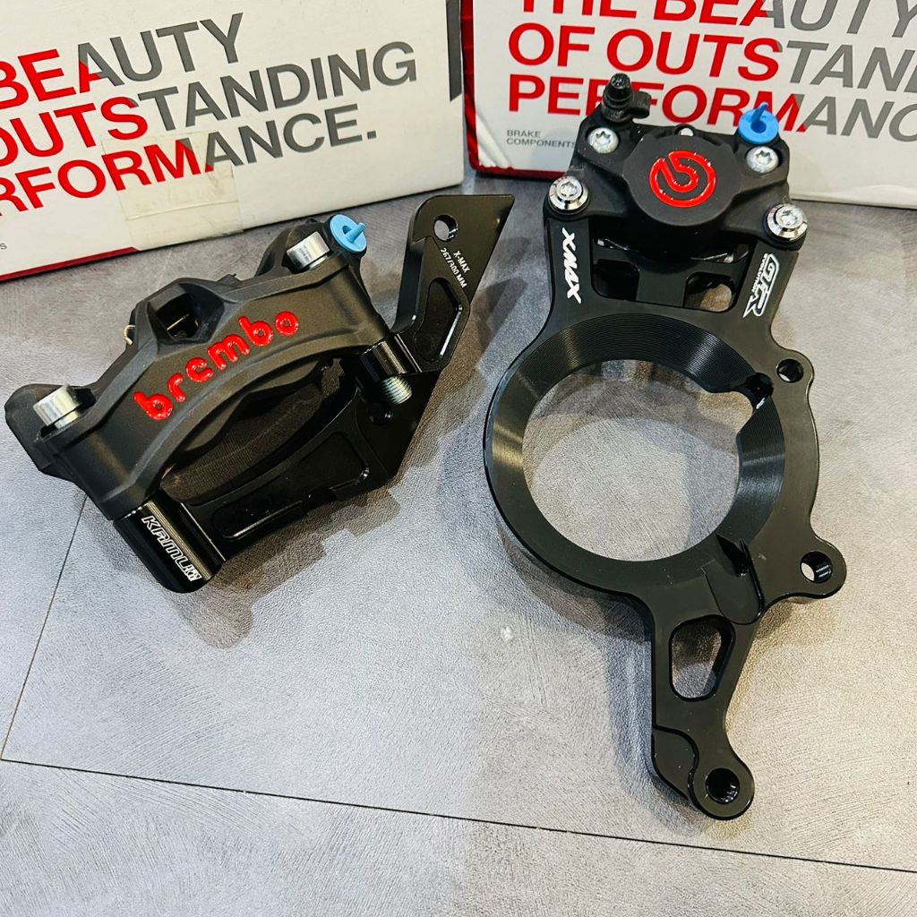 XMAX R25 ORIGINAL BREMBO STYLEMA 4POT CALIPER FRONT REAR P34 RED LOGO ...