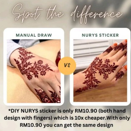 💥Hot Selling 💥Sticker Inai Pengantin DIY Sepasang/Sticker Corak Inai ...