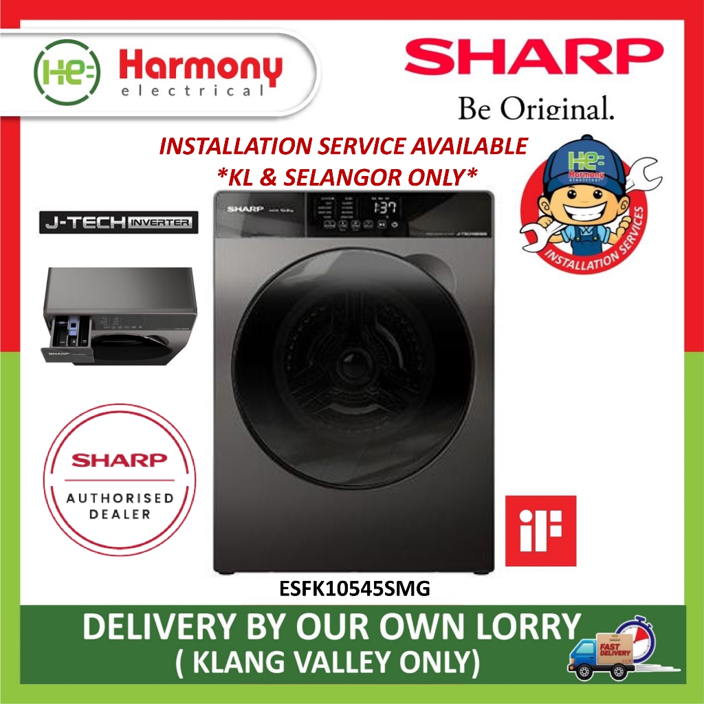 (FREE DELIVERY + INSTALL KL) SHARP 10.5kg ESFK1054SMG Front Load ...