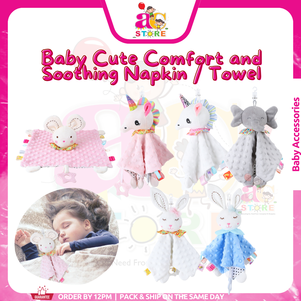 AC- Baby Rattle with Baby Soothing Towel and Teether& Sleep Toy Comfort ...