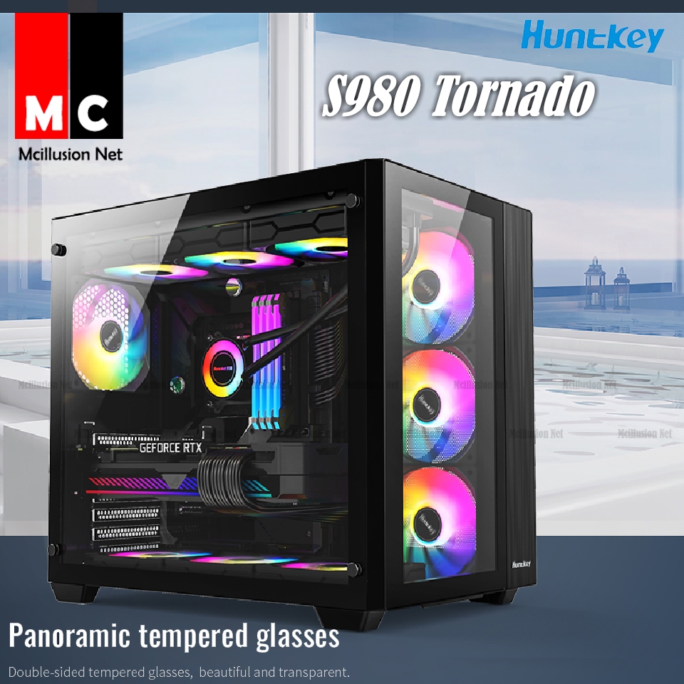 Huntkey S980 Tornado Panoramic View ATX Gaming Computer Case Desktop Casing | Shopee Malaysia