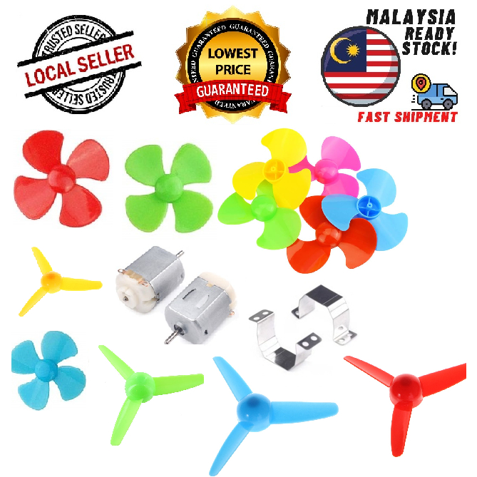 3 / 4 Blade Fan Propeller 50/60/80mm, 3-9V DC Motor 130 140 and Bracket ...