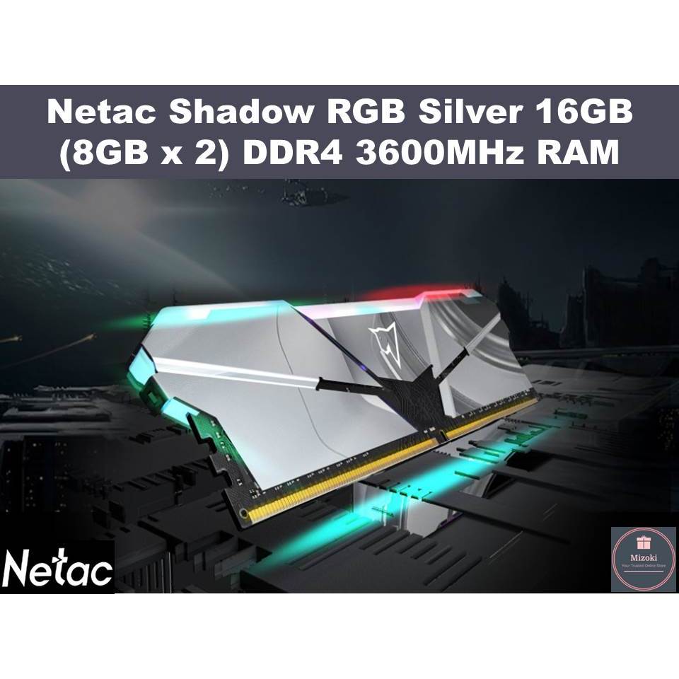 Netac Shadow RGB Silver 16GB (8GB x 2) DDR4 3600MHz Gaming RAM | Shopee ...