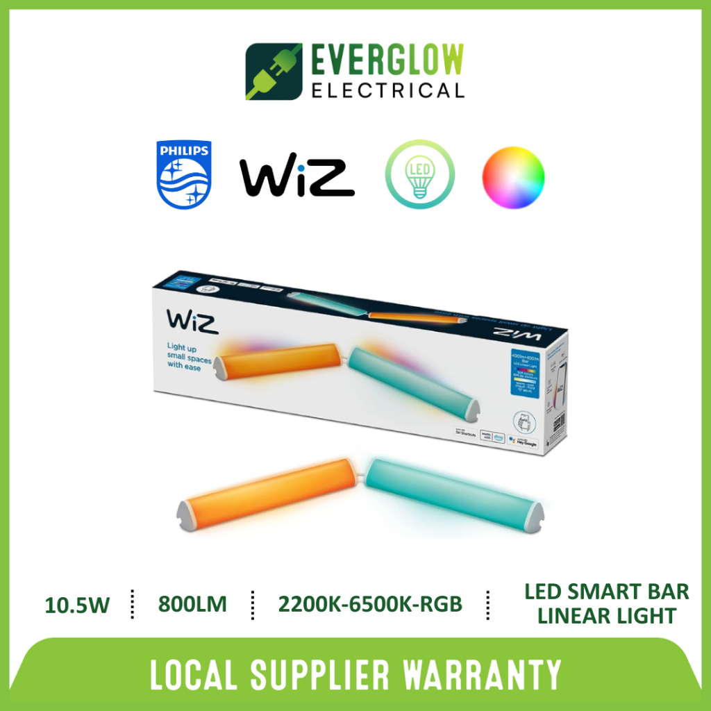 PHILIPS WIZ 10.5W 800LM 2200K-6500K+ RGB DIMMABLE BLUETOOTH SMART DOUBLE LED BAR LINEAR LIGHT ...