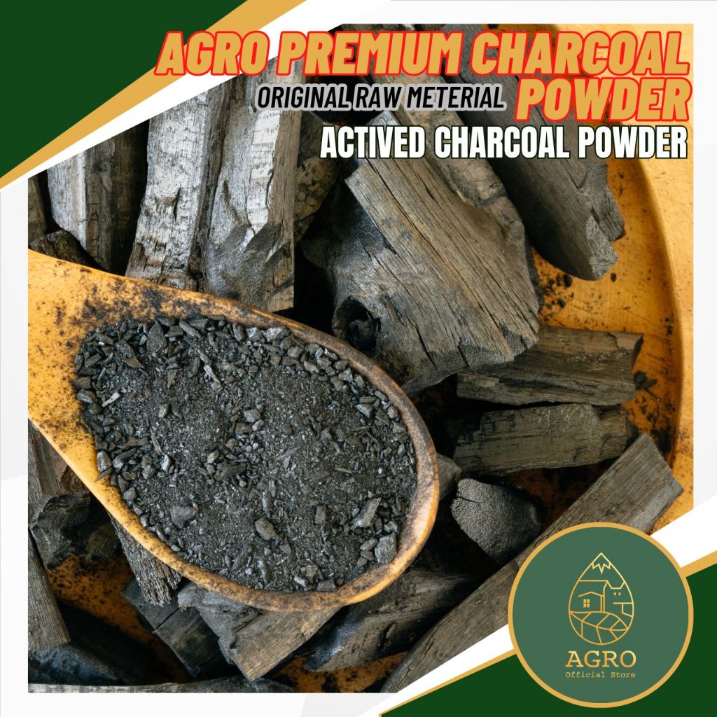 Agro Premium 100% Natural Actived Charcoal Powder Serbuk Arang Tanah Campur Arang Charcoal 1 Kg ...