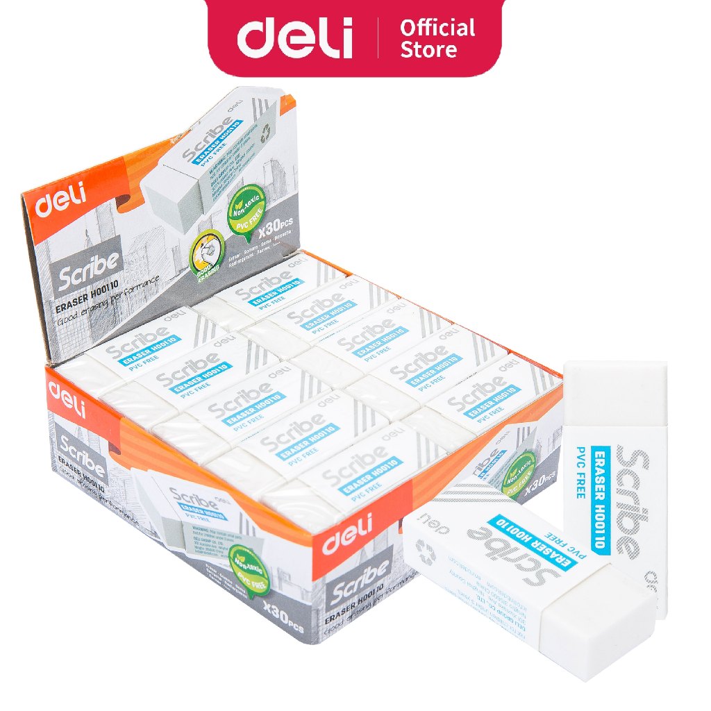 Deli White Pencil Eraser PVC Dust Free Non-Toxic (1 Pc) EH00110 ...