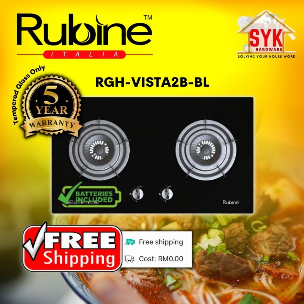 SYK (FREE SHIPPING GLASS WARRANTY 5 YEAR) Rubine Hob RGH-VISTA2B-BL ...