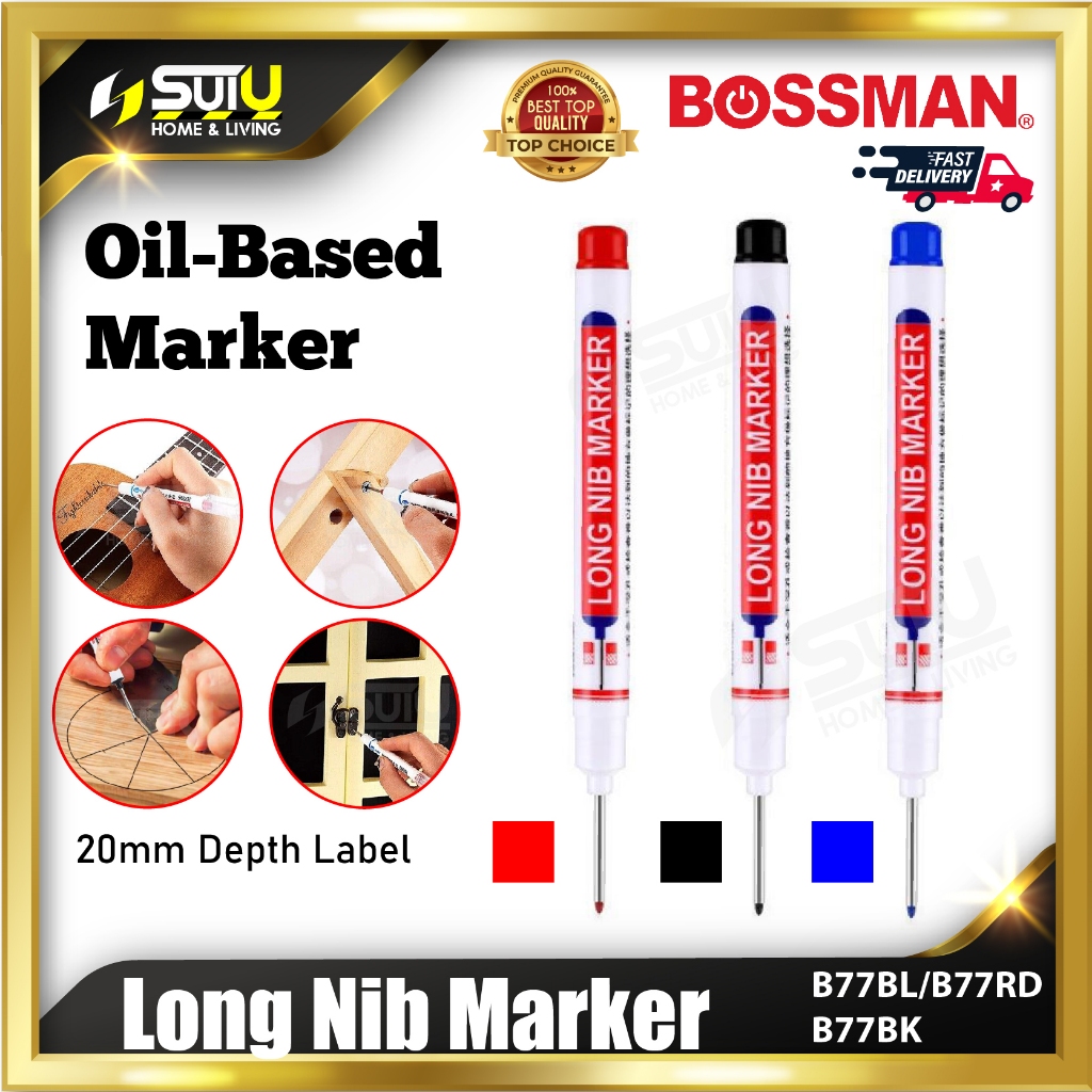 BOSSMAN B77BL B77RD B77BK Long Nib Marker | Shopee Malaysia