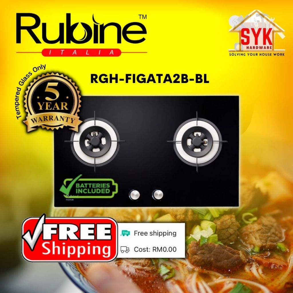 SYK (FREE SHIPPING GLASS WARRANTY 5 YEAR) Rubine Hob RGH-FIGATA2B-BL ...