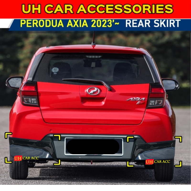 PERODUA AXIA 2023 A300 SIDE REAR SKIRT GEAR UP WITH PAINT PIANO BLACK ...