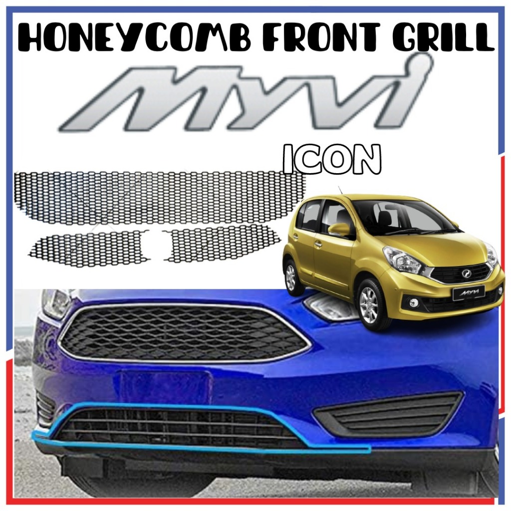 Perodua Myvi ICON Ready Cut Honeycomb Grill Full Set Top Bottom ...