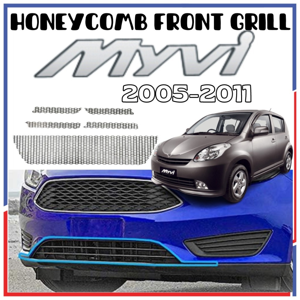 Perodua Myvi 2005-2011 Ready Cut Honeycomb Grill Full Set Top Bottom ...