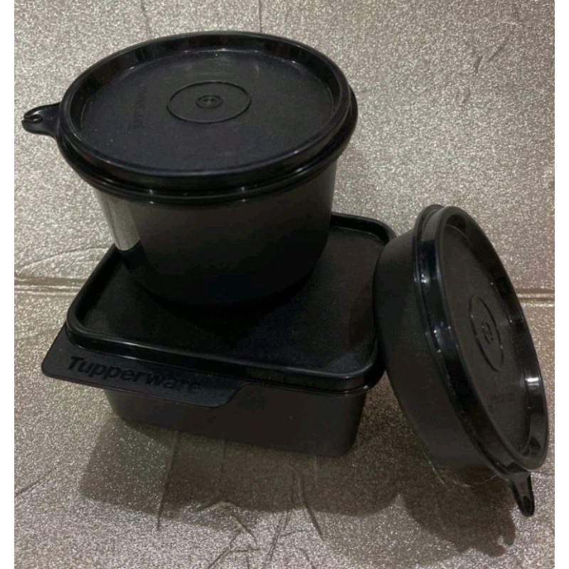 Tupperware black - square and round container -3pcs/set | Shopee Malaysia