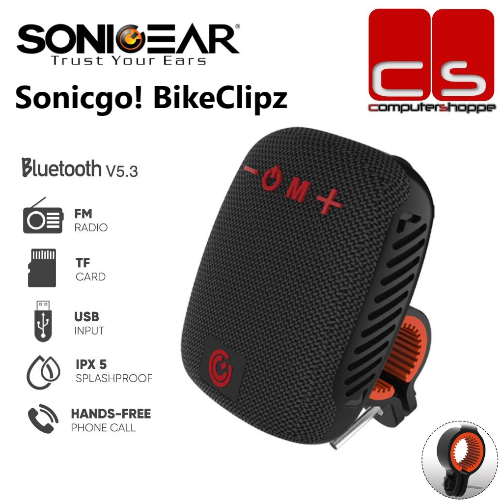 SonicGear SonicGo! Bike Clipz Portable Wireless Speaker | Shopee Malaysia