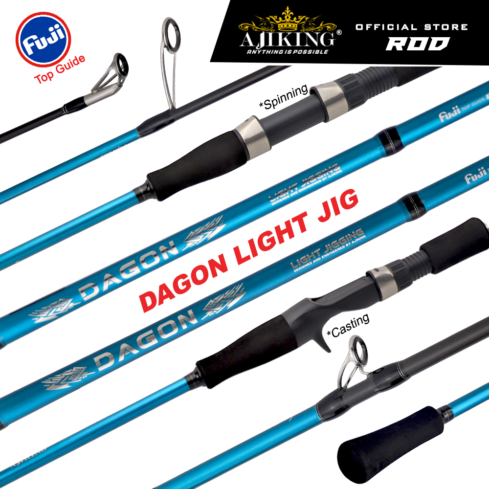 Ajiking Dagon Light Jig Spinning Casting Fuji Top Guide Fishing Rod (6 ...