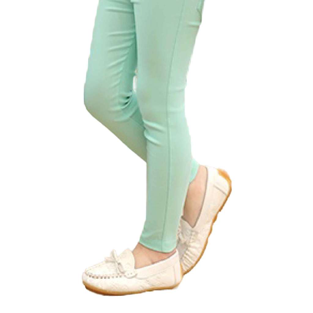(3-12yrs) Girl Long Pants Jeans Slim Fit Color Pant Pocket Legging ...