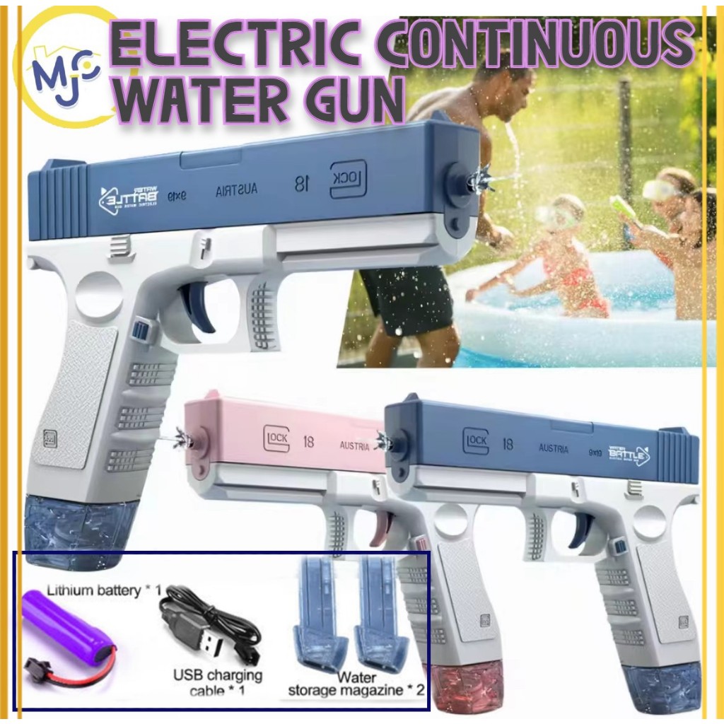 Electric Water Gun Rechargeable Continuous Firing Water Gun Glock Fully ...
