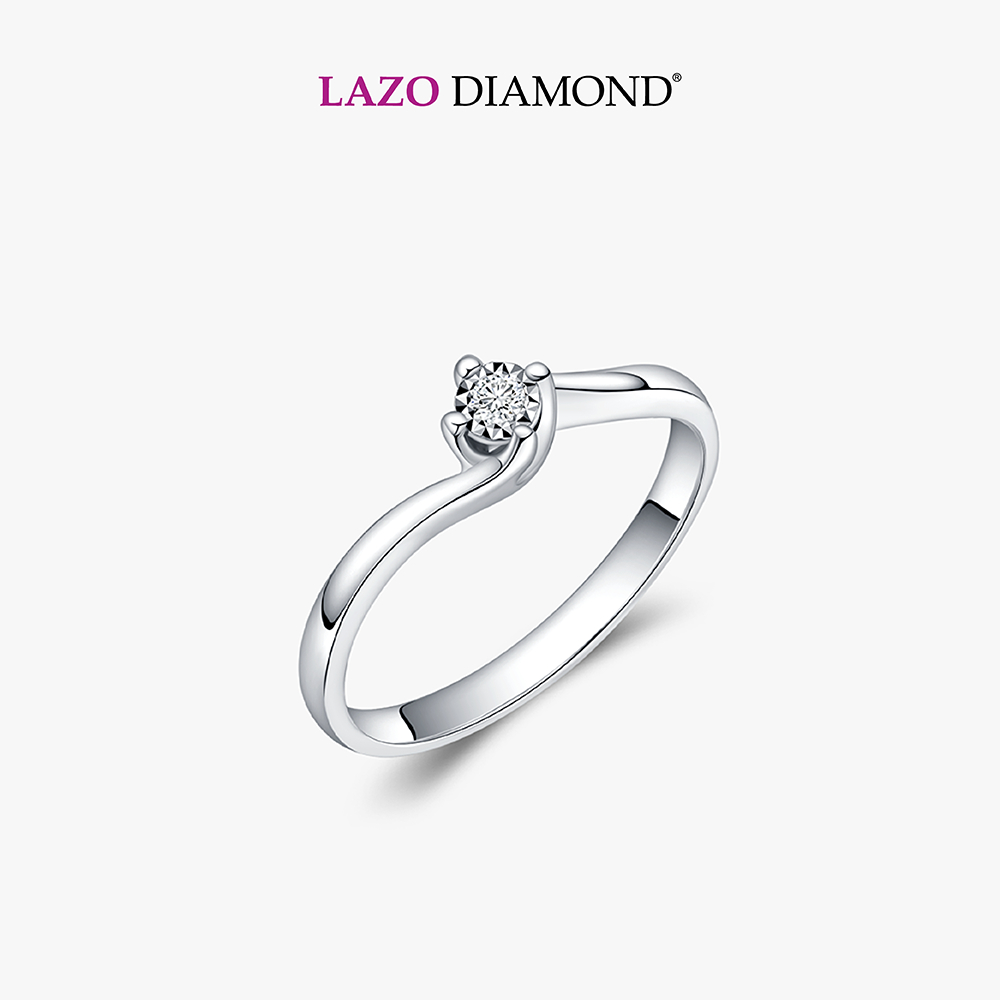 LAZO DIAMOND Four Prong Swirl Miracle Set Diamond Ring in 9k White Gold ...