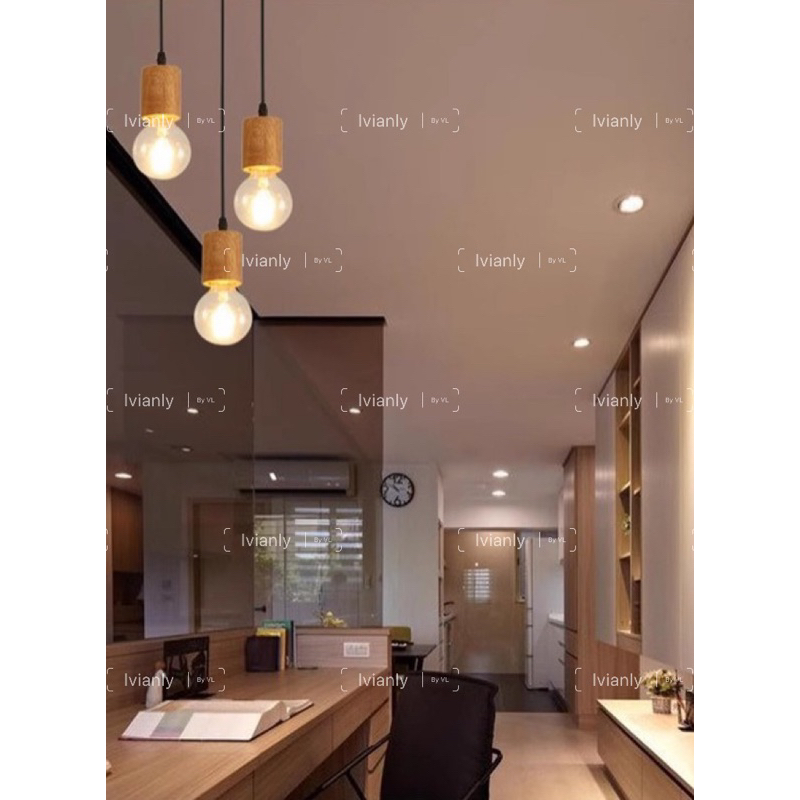 Wooden type pendant light with E27 holder(Single) | Shopee Malaysia