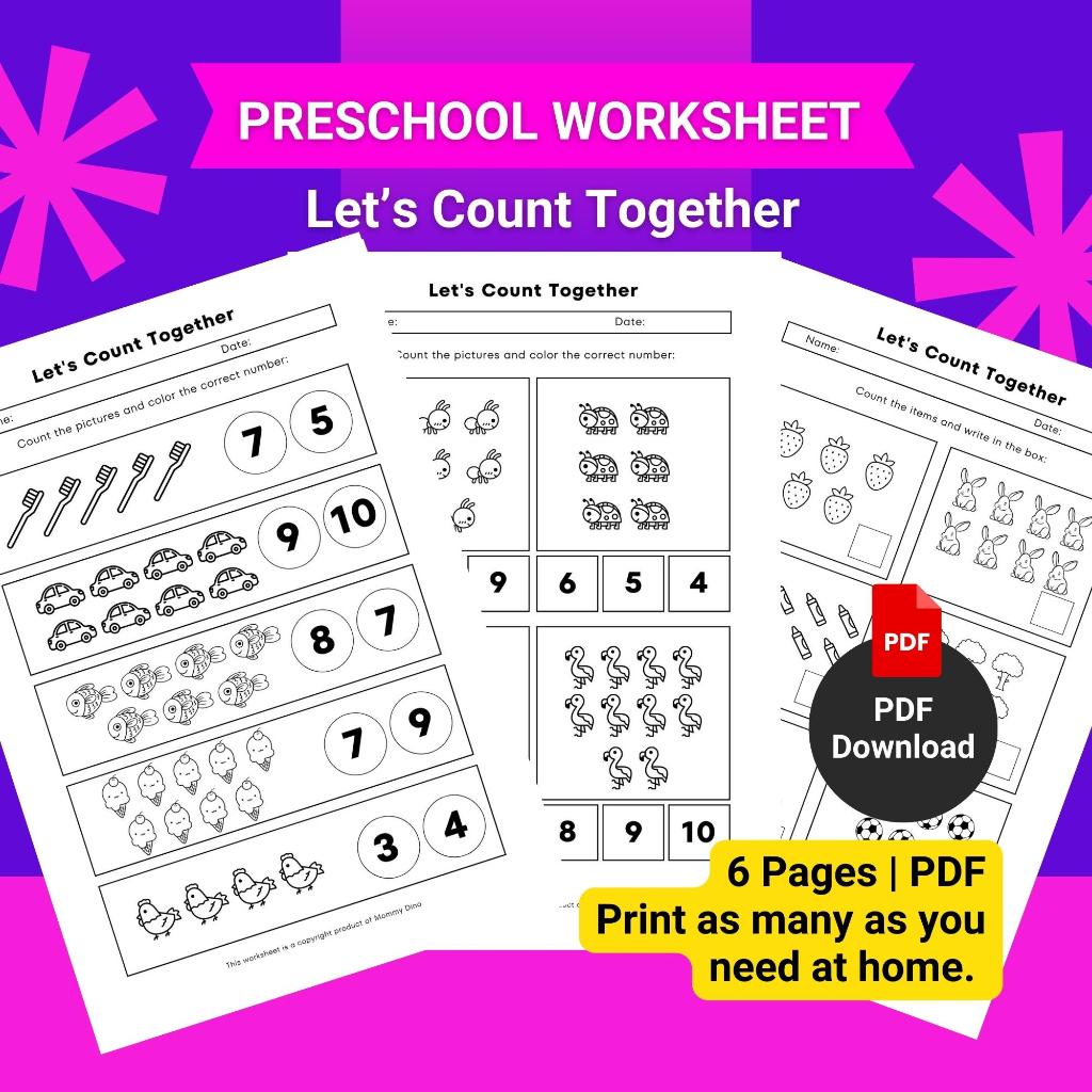[SOFTCOPY PDF] Let's Count Together - Preschool Worksheet | Shopee Malaysia