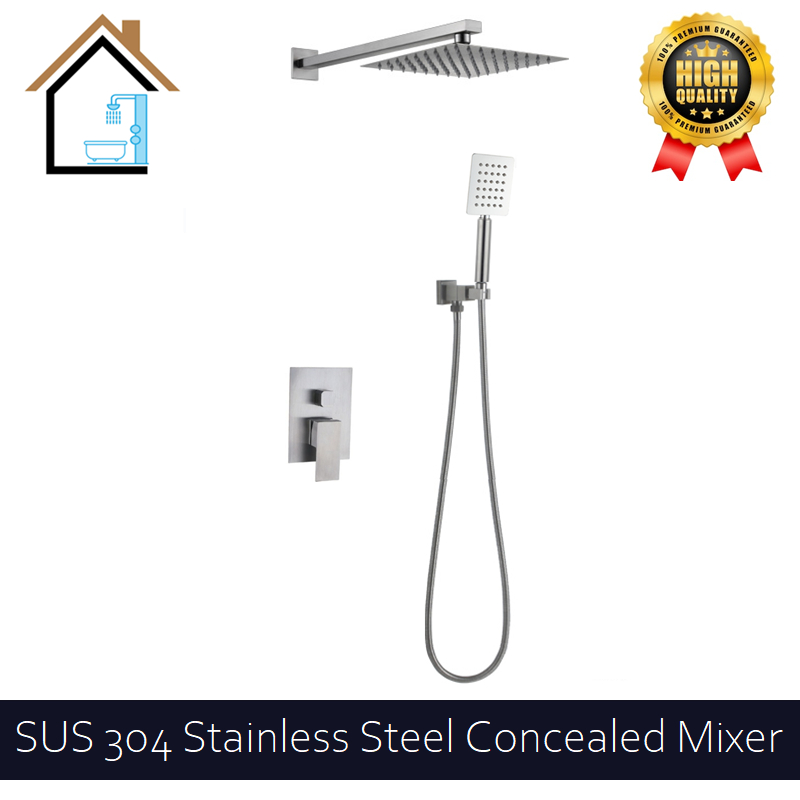 SUS 304 Stainless Steel Wall Conceal Bath Shower Mixer Set Two Way Bath ...