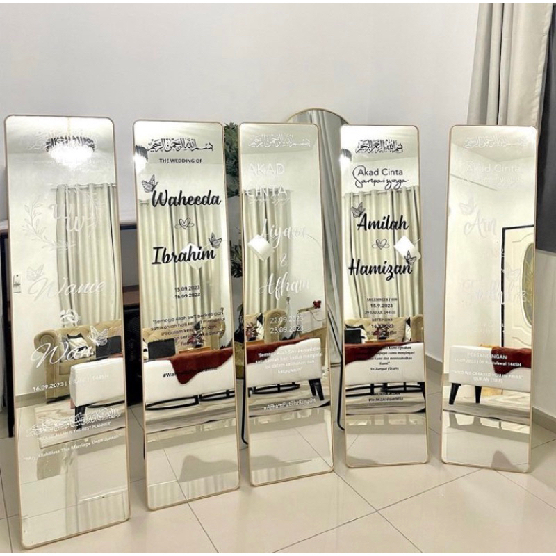 Sticker mirror / wedding board / mirror sticker / welcome board CERMIN ...