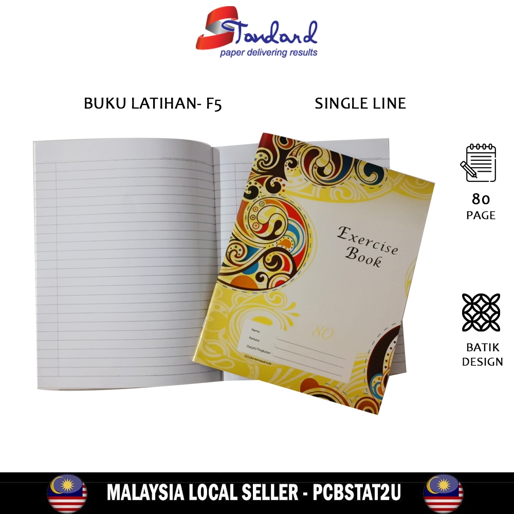 Buku Latihan Buku Penulisan / Exercise Note Book Single Line 80 Pages ...