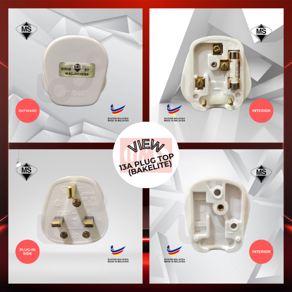 UMS PLUG TOP 13A / 15A PLUG TOP / 13A BAKELITE PLUG TOP / 3 PIN PLUG ...
