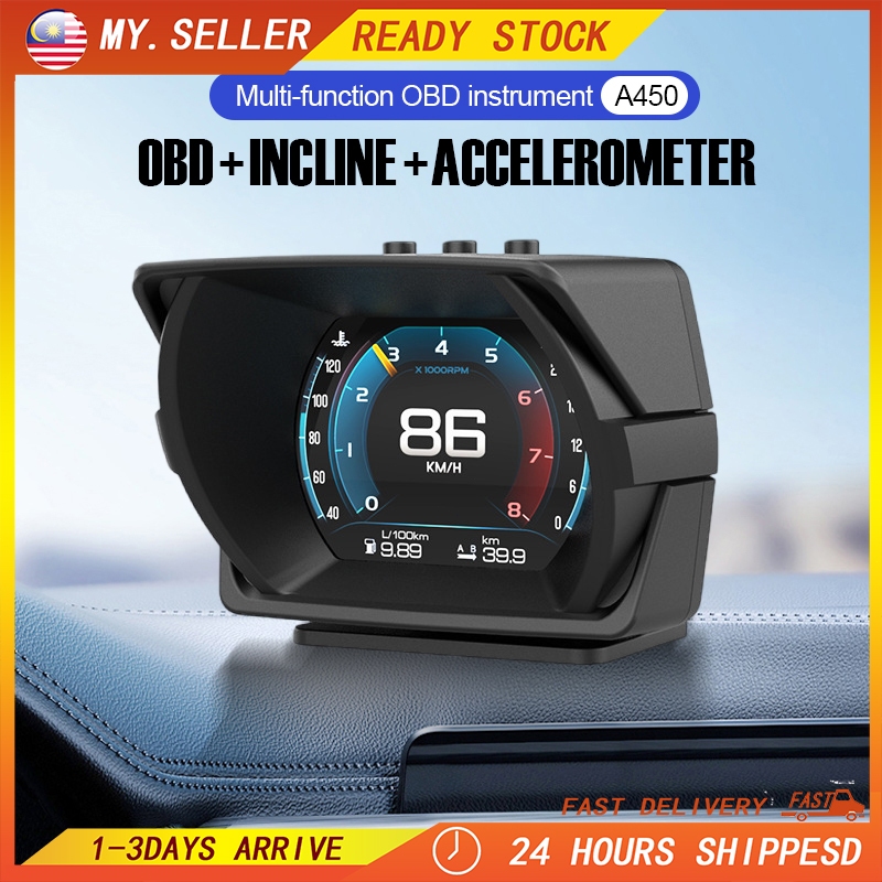A450 Obd2meter Meter Digital Scanner Hud Water Temp Speedometer Gauge ...