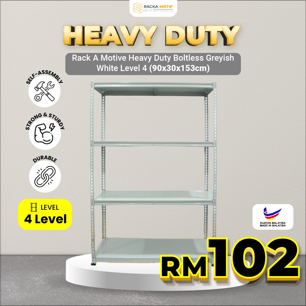 Rack A Motive Heavy Duty Boltless Greyish White - 4 Level Office ...