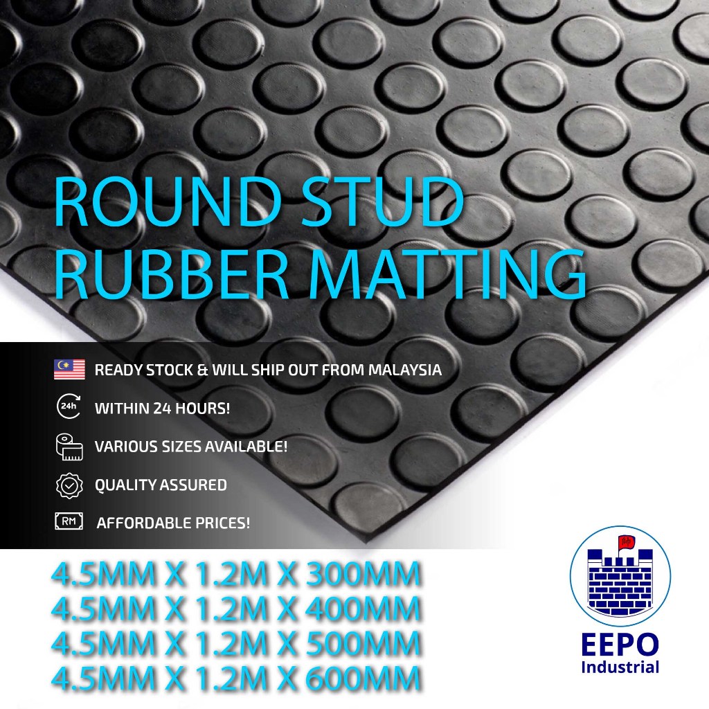 EEPO Round Stud Rubber Matting Flooring Mat 4.5mmT x 1.2mW (VARIOUS ...