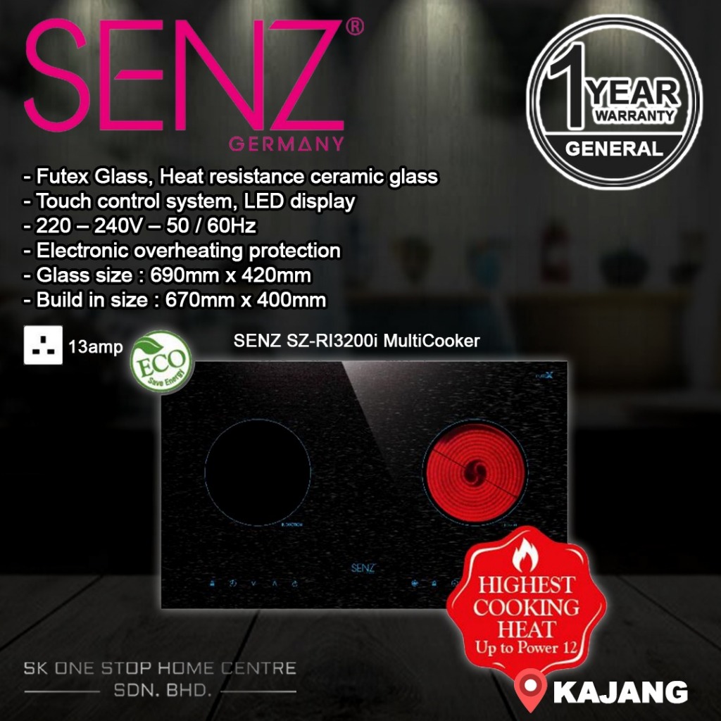 (AUTHORISED DEALER) SENZ 2 in 1 Smart Induction & Ceramic Cooker Hob SZ ...